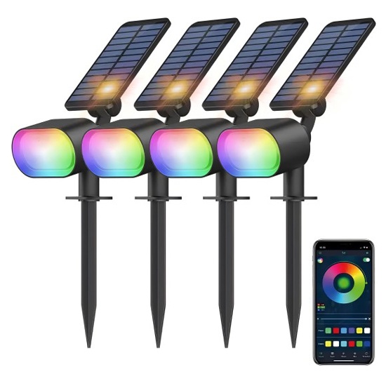 All In One Solar Led Garden Light with Bluetooth APP Control IP65 RGBW ...