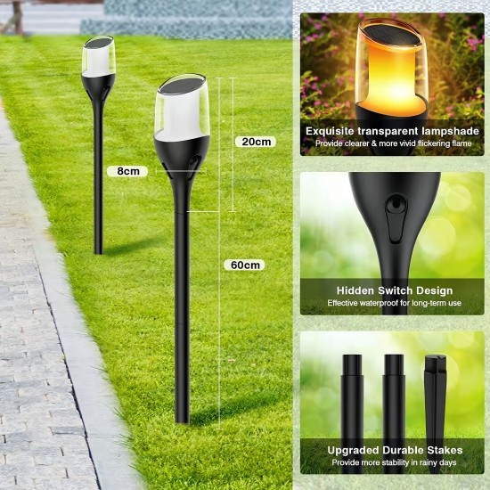 Solar Powered Led Flame Ggarden Lights,Outdoor Solar LED Flame Torch ...
